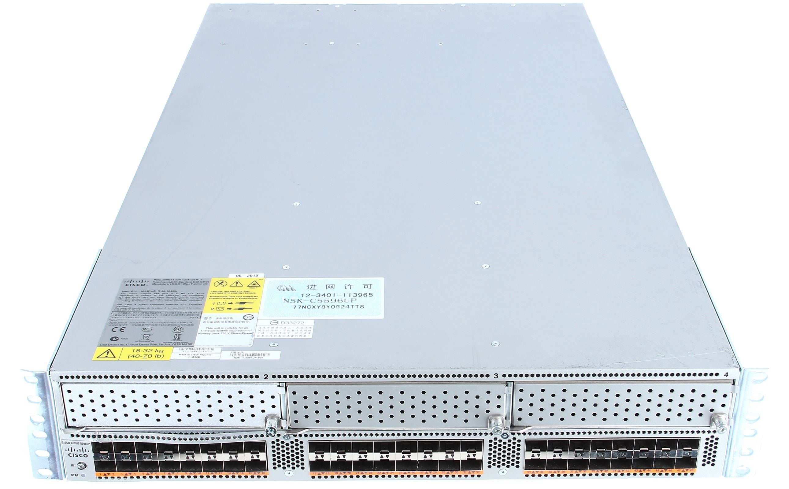 Cisco Nexus 5596UP 48x 1/10Gbit SFP+ (Unified) 3x Expansion Slot Netwo